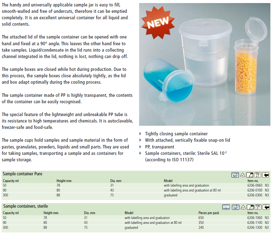 sample containers - ביין מ.בע"מ ציוד למעבדה